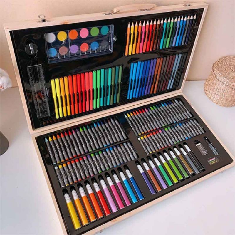 Jual PS - Crayon Art Set Pensil Warna Warni 180 Pcs Box Kayu / Crayon ...