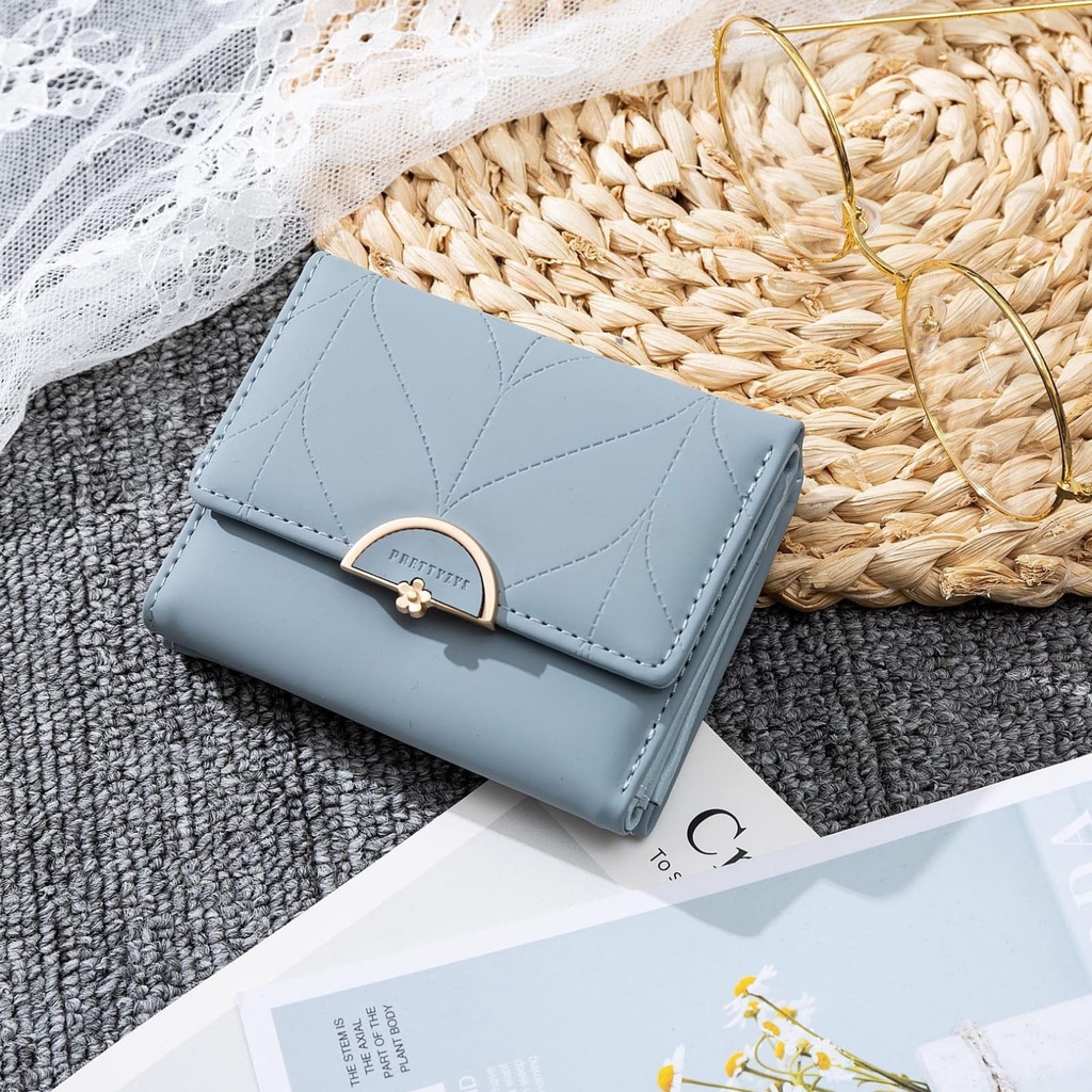 Jual DOMPET LIPAT WANITA PRETTYZYS ORI KULIT BIRU HERNAYA WA609B2 KOREA MINI KARTU UANG KOIN ...