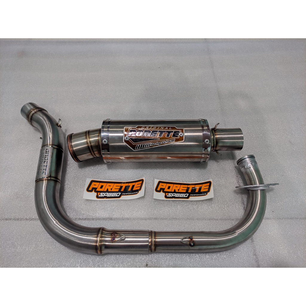 Jual Knalpot fullsistem bulat original PORETTE stainless inlet 38 mm ...