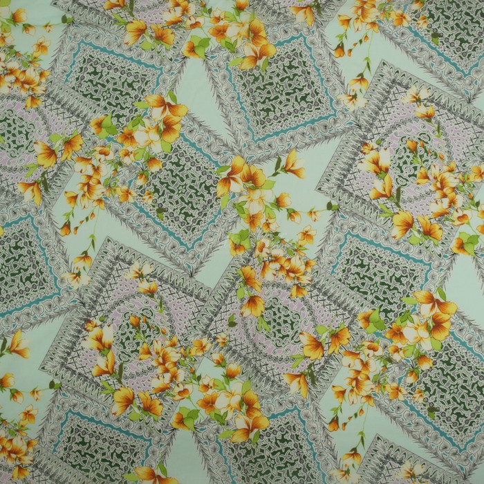 Jual Katun Volie Ice Blue Bunga Orange Tribal Frame Tosca Pink (Alta ...