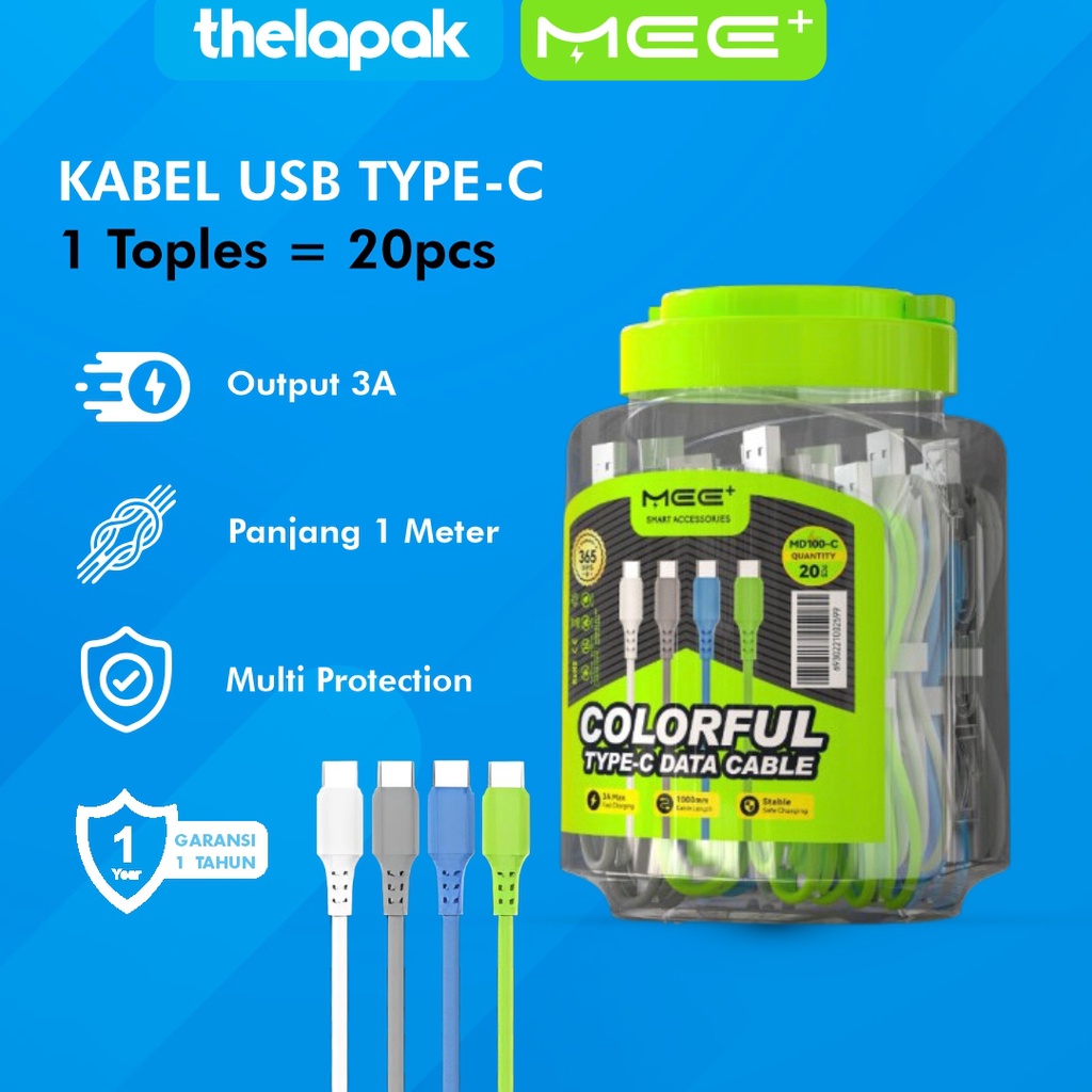 Jual Kabel Type C USB Mee+ MD100-C isi 20psc Type-C Cable Fast Charging ...