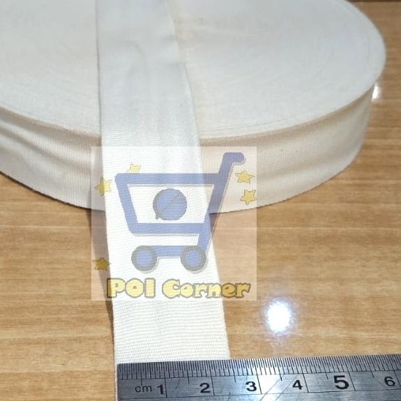 Jual Pita Label Katun Polos Dasar Krem 2.5cm/ Twill Tape Label Polos ...