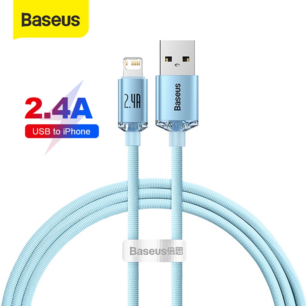 Jual Baseus - Kabel data - Crystal Shine cable Lightning 2.4A 1.2M 2M ...