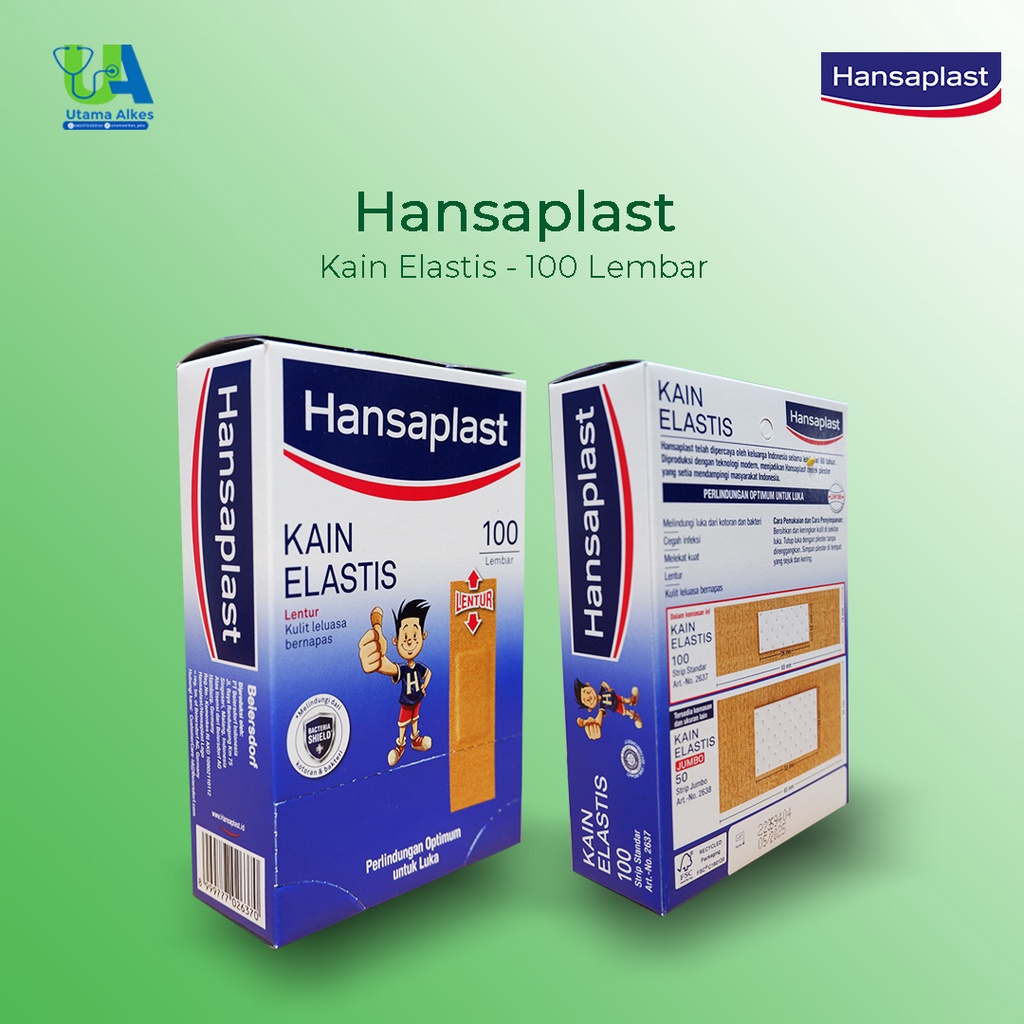 Jual HANSAPLAST KAIN ELASTIS | PLASTER LENTUR & KUAT | 100 LEMBAR ...