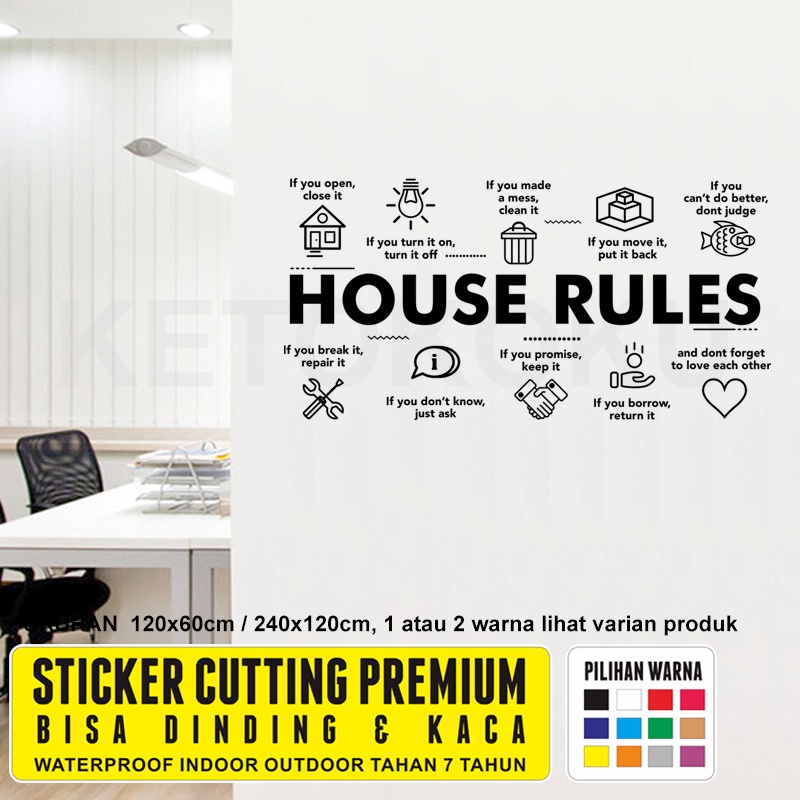 Jual Stiker Quotes Motivasi House Rules Dinding dan Kaca Rumah Cutting ...