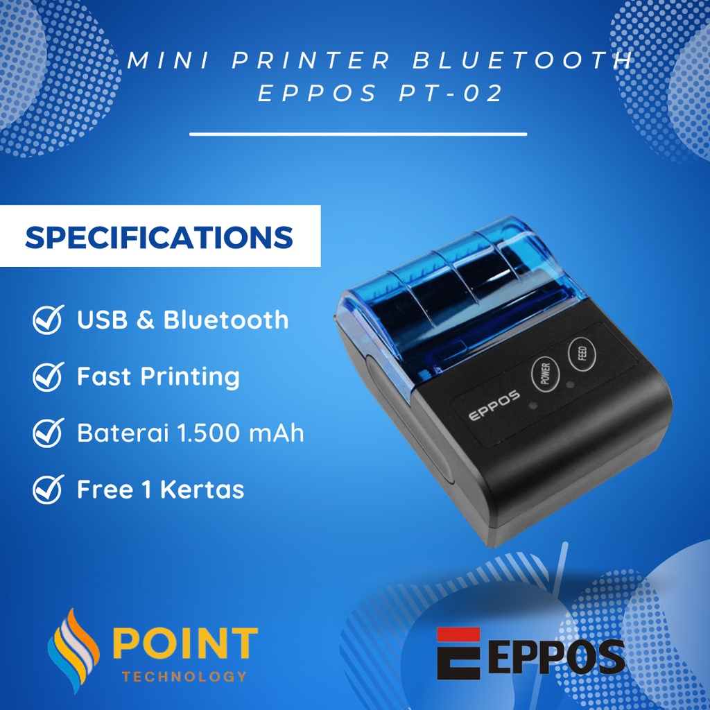 Jual Printer Bluetooth Mini EPPOS PT-02 Cetak Struk dan Resi | Shopee Indonesia