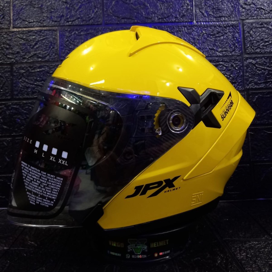 Jual HELM JPX NOVA X SOLID YELLOW LEMON GLOSS BLACK NOVA-X DOUBLE VISOR ...