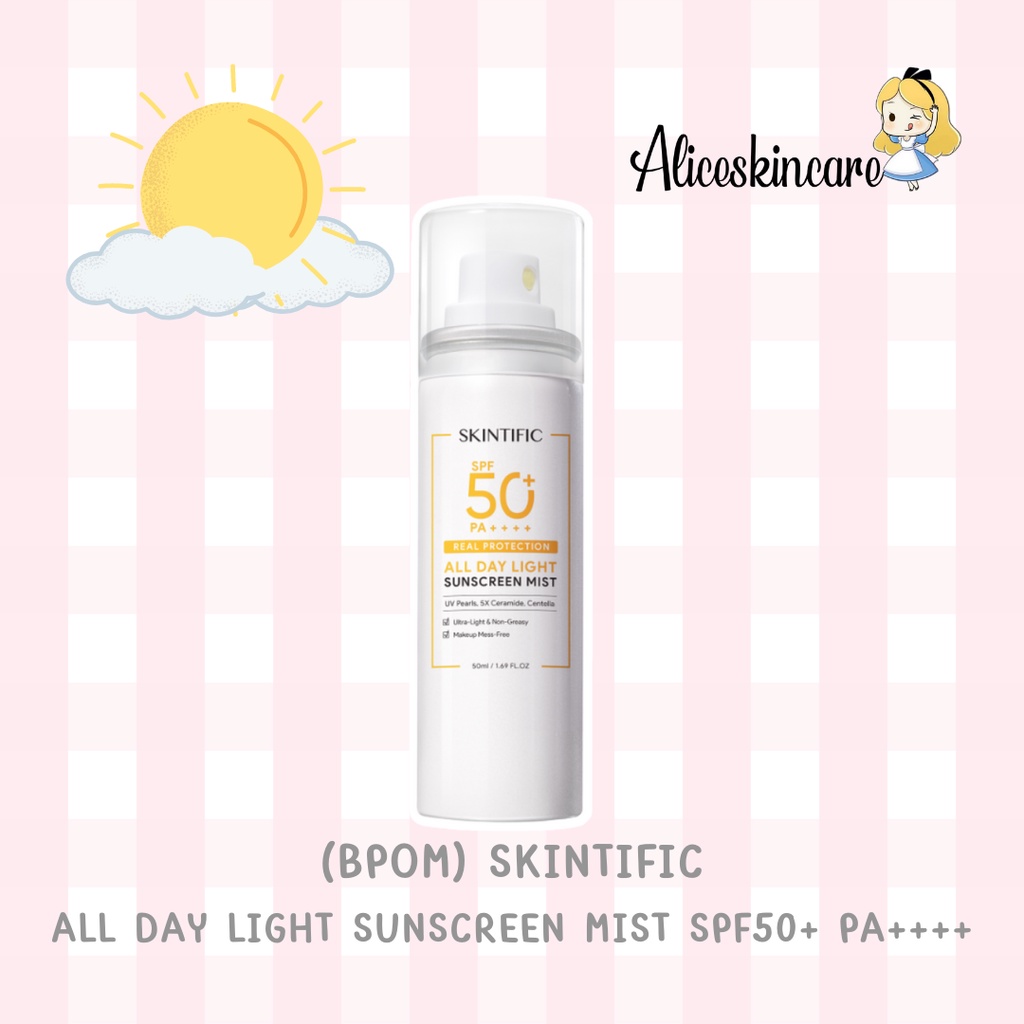 Jual SKINTIFIC All day Light Sunscreen Mist SPF50+ PA++++ 50ml (BPOM) | Shopee Indonesia