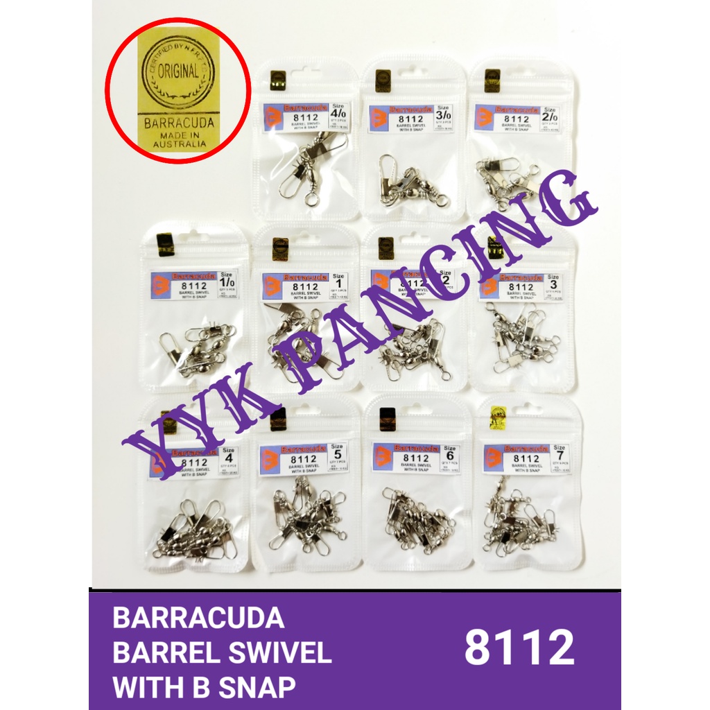 Jual baut 8112 BARRACUDA barrel swivel with B snap pancing laut kili ...