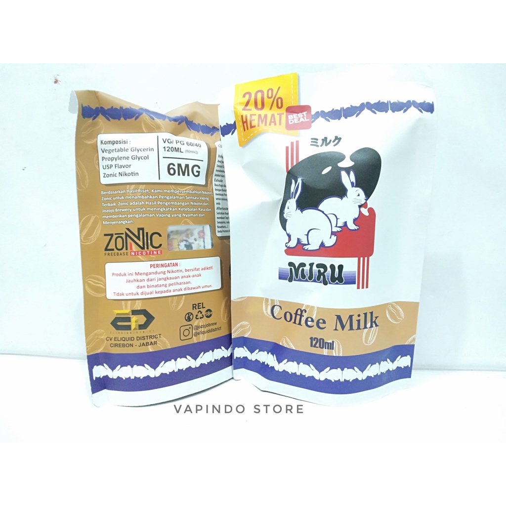 Jual NIC 6MG MIRU COFFEE MILK 60ML BY JOZOJO | Shopee Indonesia