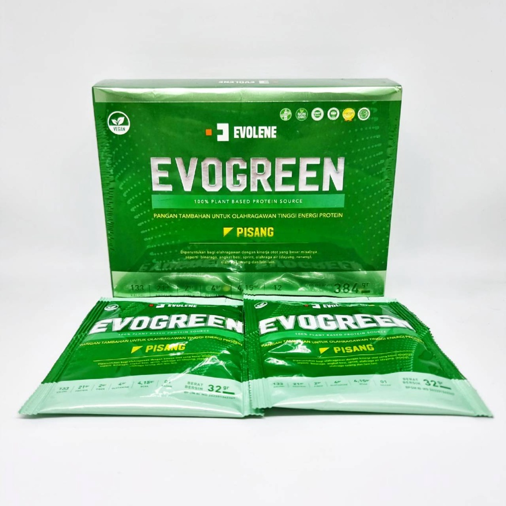 Jual EVOGREEN Whey Protein Plant Base 1 sachet 32 grams Evolene EVO ...