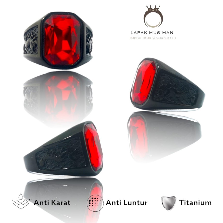 Jual Cincin Pria Cowok Titanium Batu Permata Anti Karat Model Naga ...
