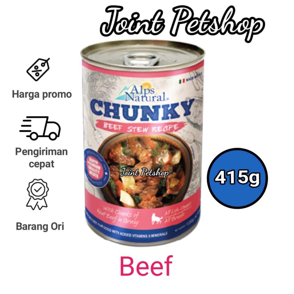 Jual Alps Natural Chunky Rasa Beef Makanan Kaleng Anjing 415 gram ...