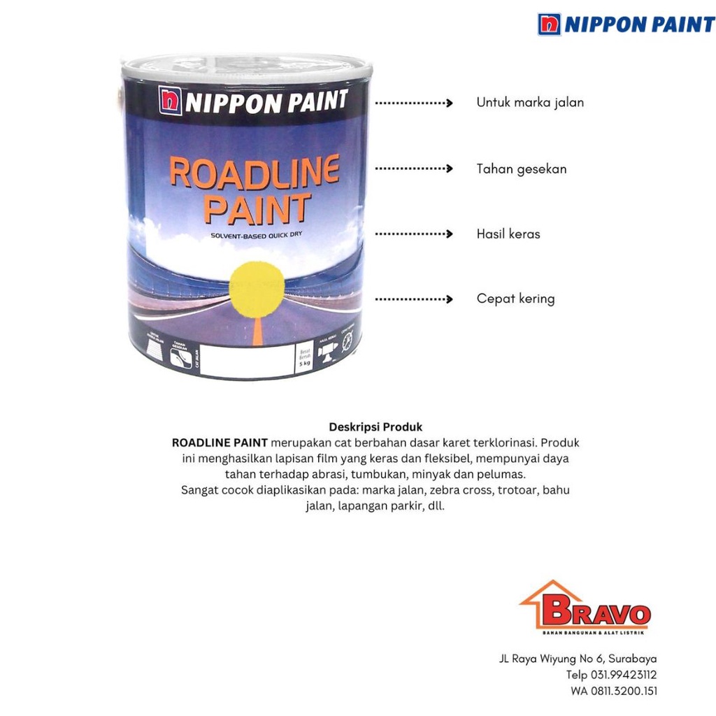 Jual NIPPON ROAD LINE PAINT YELLOW 5 KG | Shopee Indonesia