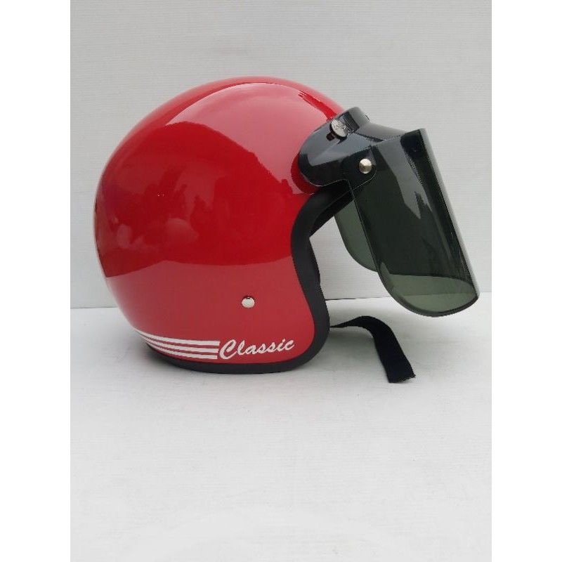 Jual HELM BOGO DEWASA CLASIK TIGA GARIS+KACA FREE PACKING DAN PENGAMAN ...