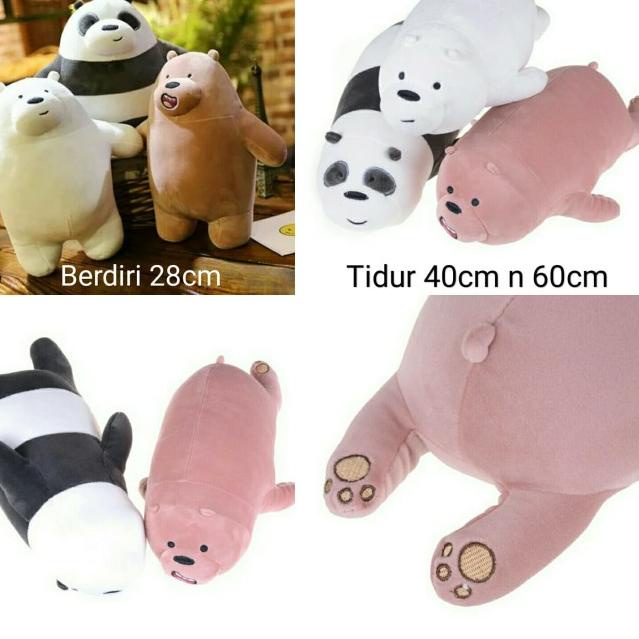 Jual boneka we bare bears miniso panda bear polar mainan grizzy import ...