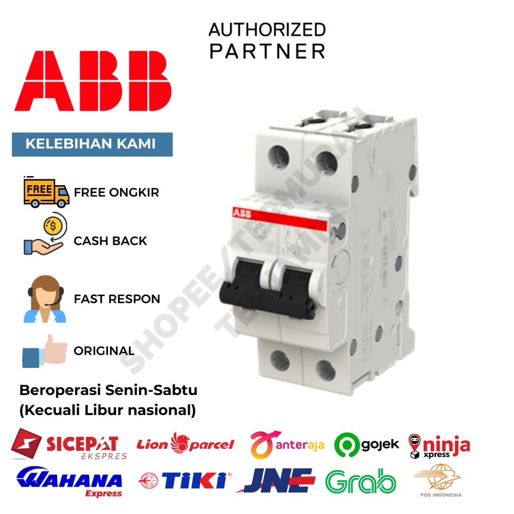 Jual ABB MCB S202M-C10 2CDS272001R0104 2POLE 10KA 10A | Shopee Indonesia