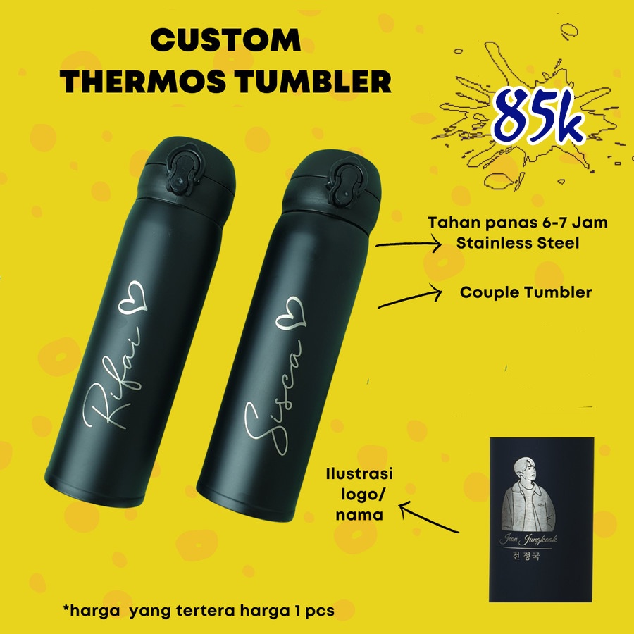 Jual Tumbler Grafir Custom All Model / Hampers Termos Botol Minum Nama Logo Tulisan 1 Sisi ...