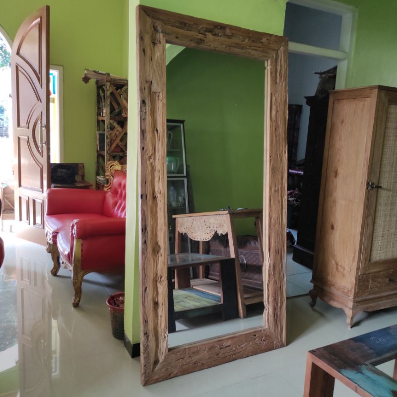 Jual Pigura Cermin Badan Full Body Kayu Jati Kuno Erosi Rustik ...