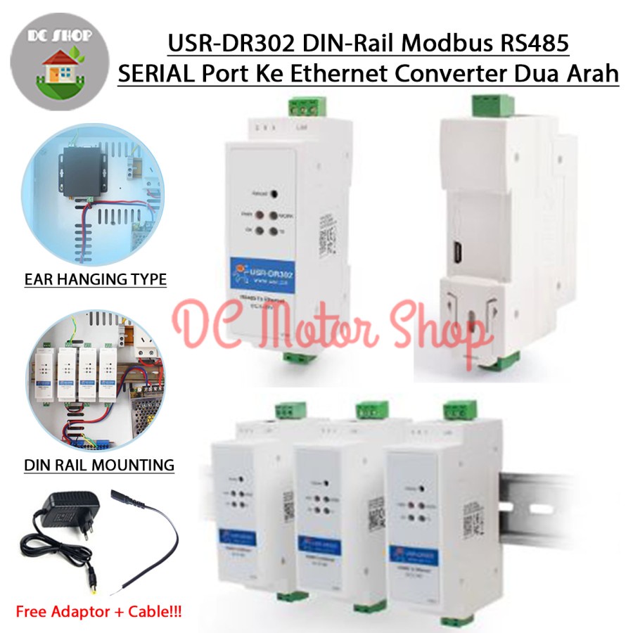 Jual USR-DR302 Din Rail RS485 to Ethernet Converter Support Modbus TCP RTU | Shopee Indonesia