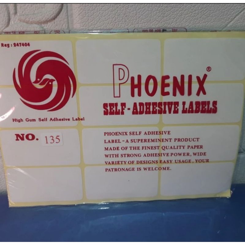 Jual Sticker Label / Label Harga No. 135 Phoenix (34 x 67 mm) | Shopee ...