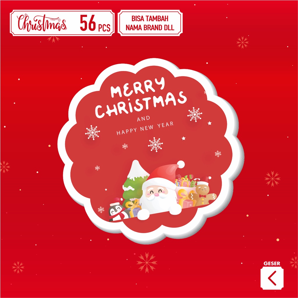 Jual stiker toples kue kering tema Natal / christmas (isi 56 stiker ...