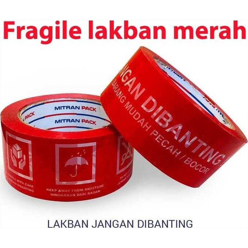 Jual Selotip Lakban Merah Isolasi Fragile Jangan Di Banting - Lebar ...