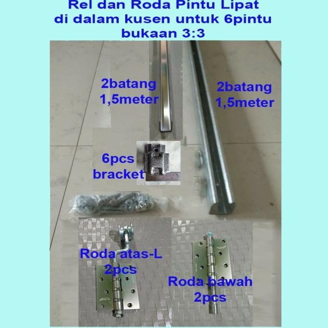 Jual Rel Dan Roda Pintu Lipat Untuk 6 Daun Pintu Aluminium, Kayu Dan ...