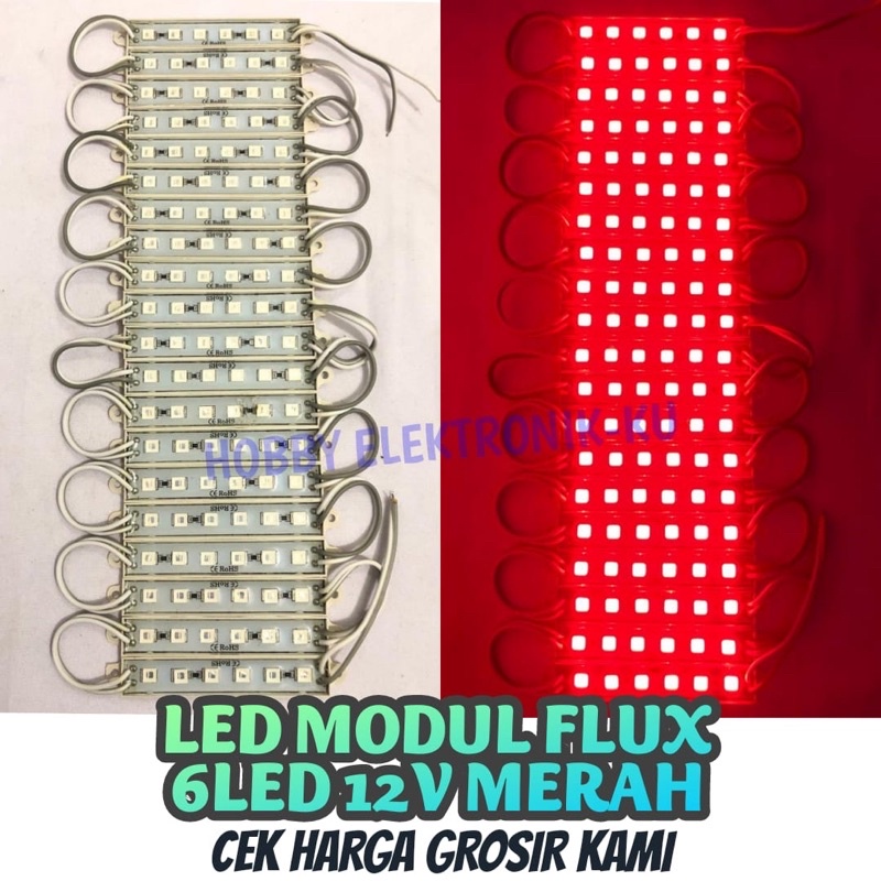 Jual LAMPU LED STRIP MODULE FLUX 6MATA 12V MERAH | Shopee Indonesia