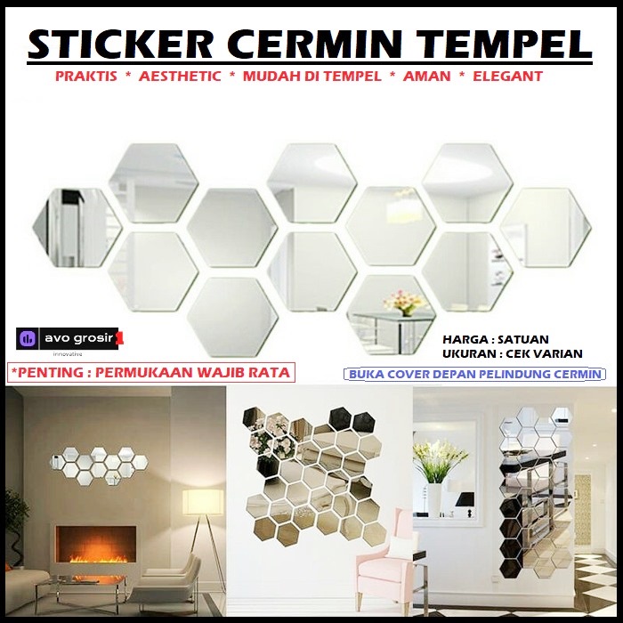 Jual Stiker Cermin Tempel Hexagonal Aesthetic Mirror Wall | Shopee ...