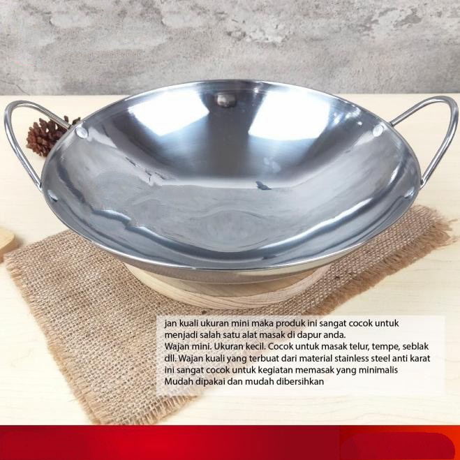 Jual Wajan Mini Kuali Penggorengan Wok Stainless Tebal 8 9 10 in / 22 ...