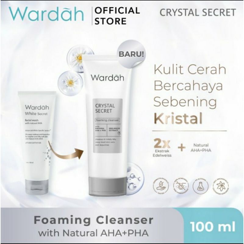 Jual WARDAH CRYSTAL SECRET FOAMING CLEANSER 100ML KEMASAN BARU WHITE ...