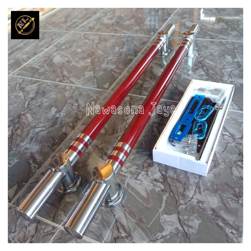 Jual Handle Pintu SULING 2pcs + Set Kunci 100cm 120cm 150cm gagang ...