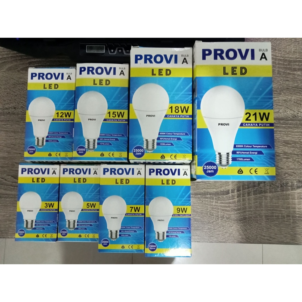 Jual LAMPU LED PROVI BULB A | 3-21 WATT | ORIGINAL | Shopee Indonesia