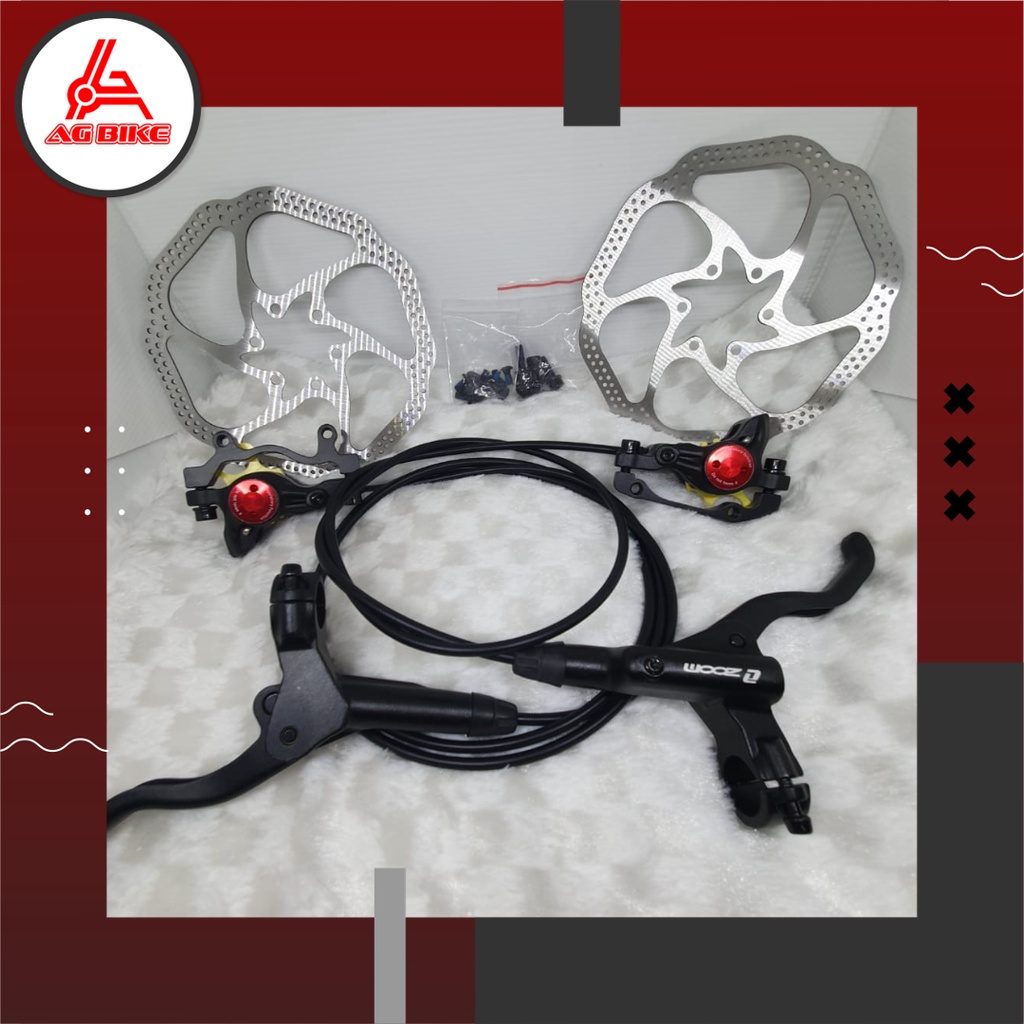 Jual Brakeset Rem Hydraulic Zoom + Rotor Brake set hidrolis sepeda ...