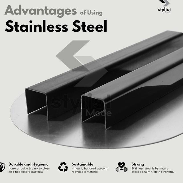 Jual Stainless Lis Interior | Lis U Black 10 x 10 x 10mm | Shopee Indonesia