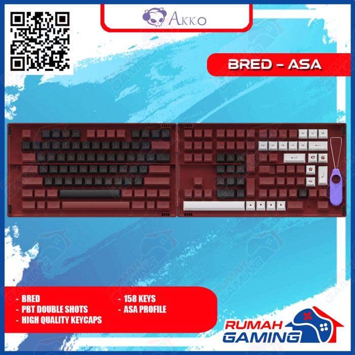 Jual KEYCAP - KEYCAPS - ASA - AKKO BRED - PBT KEYCAP SET - 158 KEY ...