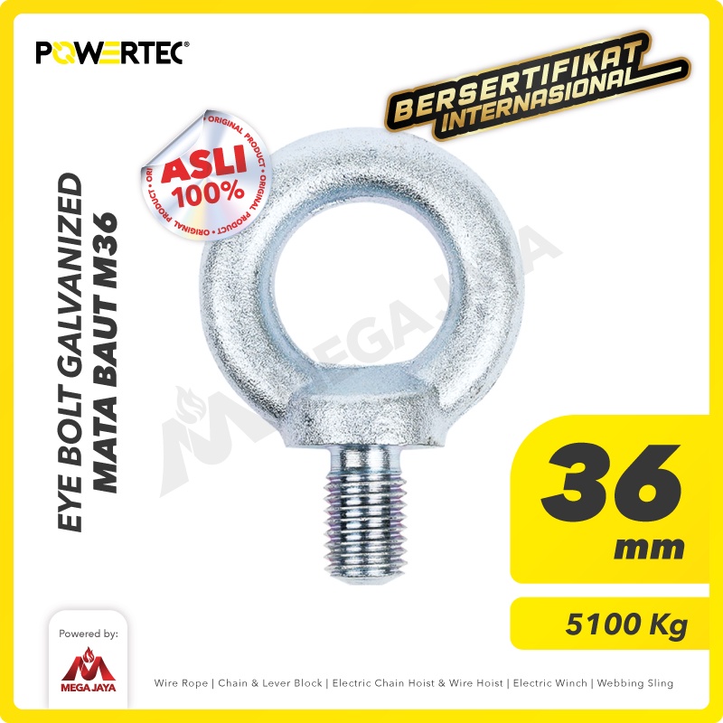 Jual POWERTEC Eye Bolt / Mata Baut Galvanized M36 | Shopee Indonesia