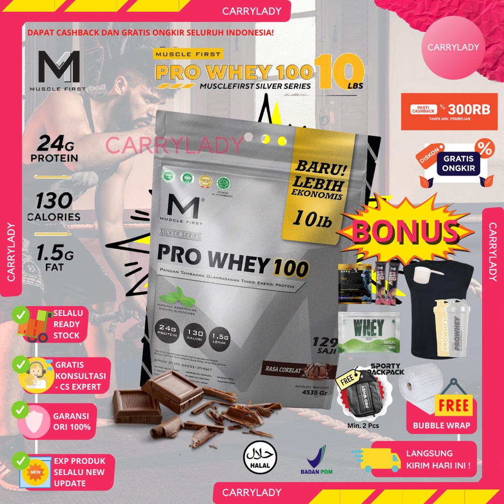 Jual PRO WHEY 100 10 Lbs 4.5 KG Muscle First Whey Protein 130 Serving ...