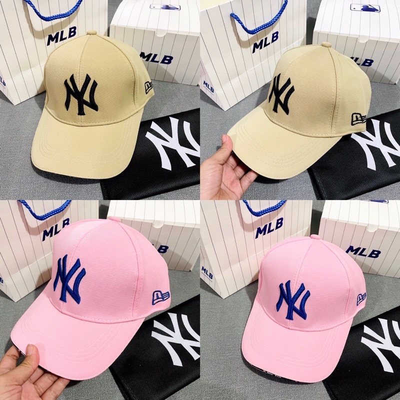 Jual TOPI BASEBALL MLB CAP NEW YORK BEIGE FONT BLACK//BABY PINK FONT ...