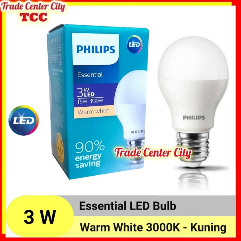 Jual Philips Lampu LED 3 watt 3 wat 3w Kuning Bulb Essential Bohlam Lampu Philips 3 w Esensial ...