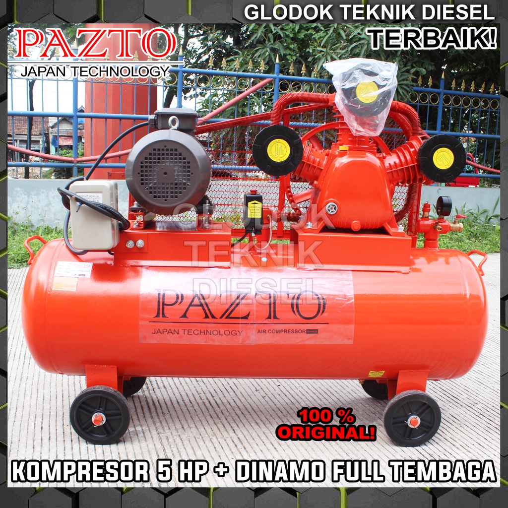 Jual PAZTO Kompresor Angin 5 HP + Dinamo Motor Tembaga Compressor Original Terbaik | Shopee ...
