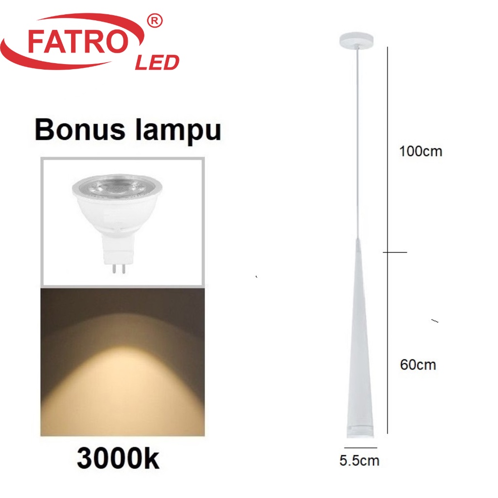 Jual FATRO Lampu Gantung LED Tabung Kerucut Minimalis / Lampu Dekorasi ...