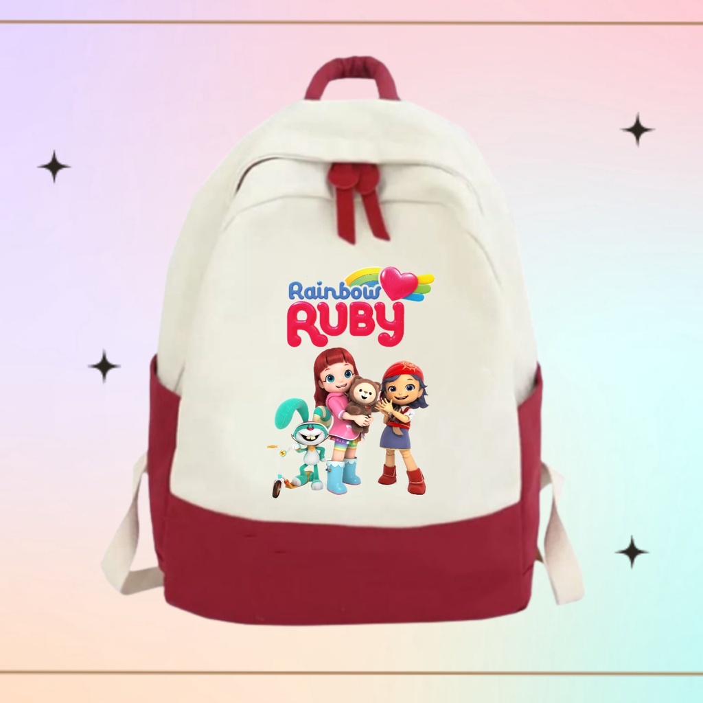Jual TAS ANAK SEKOLAH RANSEL ANAK SD MOTIF RAINBOW RUBY (Free Nama) | Shopee Indonesia