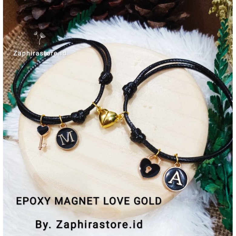 Jual Zaphira [TERBARU] GELANG COUPLE EPOXY MAGNET BENTUK LOVE Warna ...