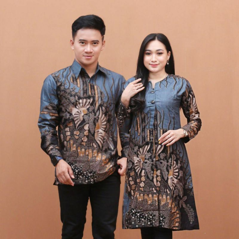 Jual Batik Tunik Couple Modern Set Pakaian Couple Kemeja Batik Pria Premium Baju Batik Couple ...