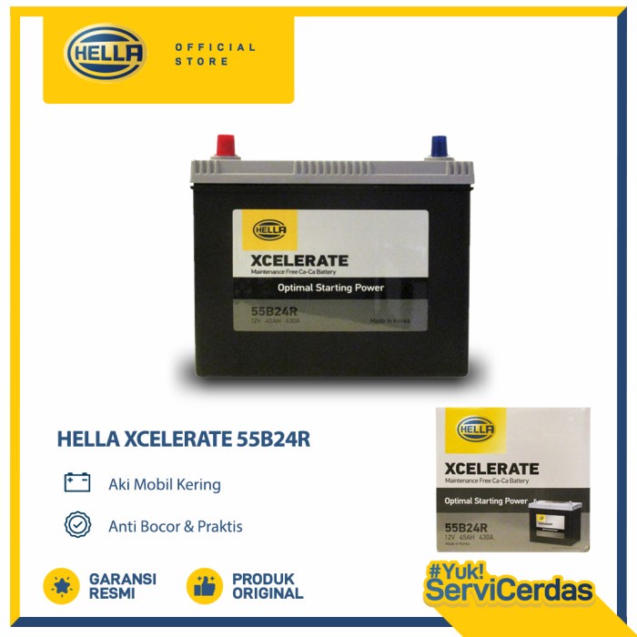 Jual HELLA Aki Mobil XCELERATE 55B24R - Aki Mobil Kering | Shopee Indonesia