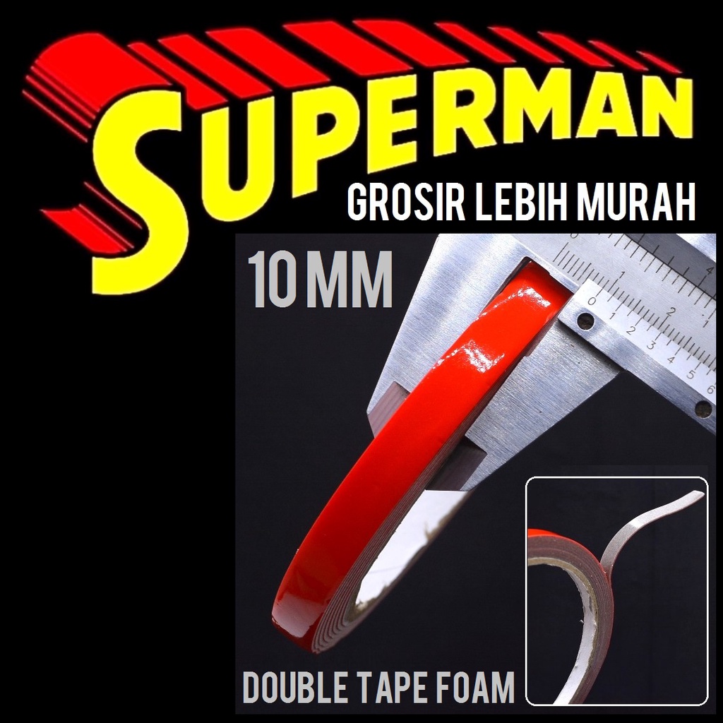 Jual P11 DOUBLE TAPE MERAH 10MM 3m 3 meter 10 mm dobel foam busa doble ...