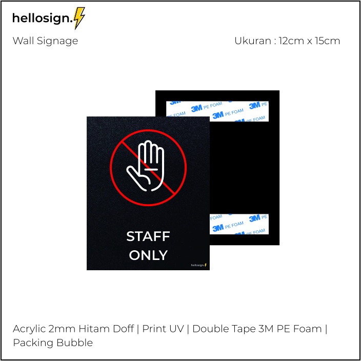 Jual Sign Akrilik STAFF ONLY | Print Papan Nama Tulisan Akrilik | Sign ...