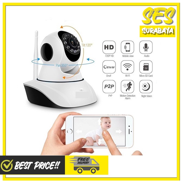 Jual SES Ip Camera Wifi Ipcam Indoor Smart PTZ 1080p CCTV With 3 Antena ...